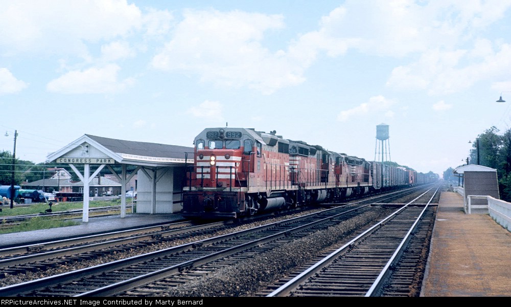 CB&Q 992, 501 and Two More Pass the Congress Park Commuter Stop in 1965